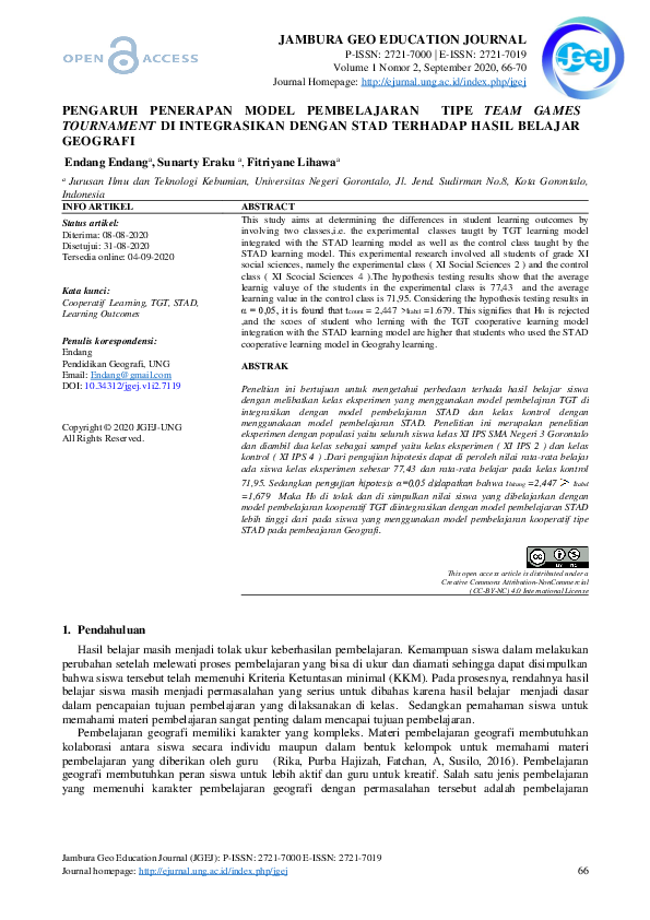 (PDF) Pengaruh Penerapan Model Pembelajaran Tipe Team Games Tournament DI Integrasikan Dengan ...