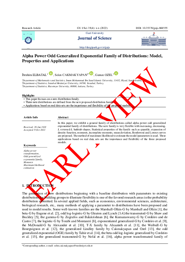(PDF) Alpha Power Odd Generalized Exponential Family of Distributions ...