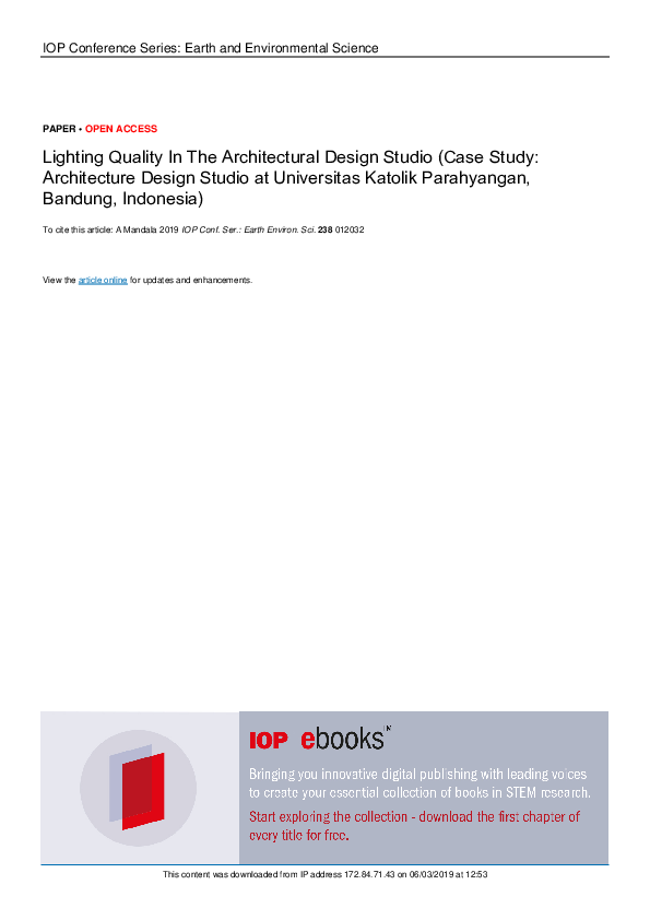 (PDF) Lighting Quality In The Architectural Design Studio (Case Study ...