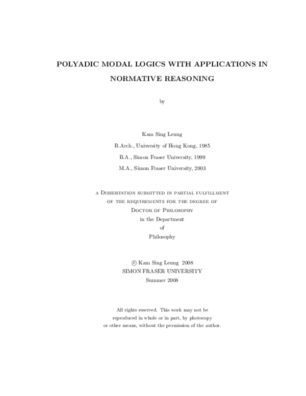 (PDF) Polyadic modal logics with applications in normative reasoning