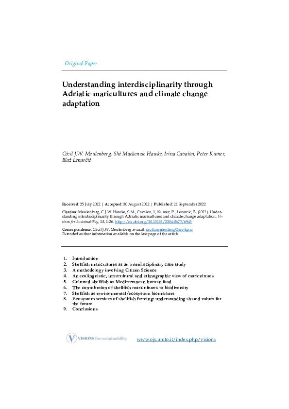 (PDF) Understanding interdisciplinarity through Adriatic maricultures ...