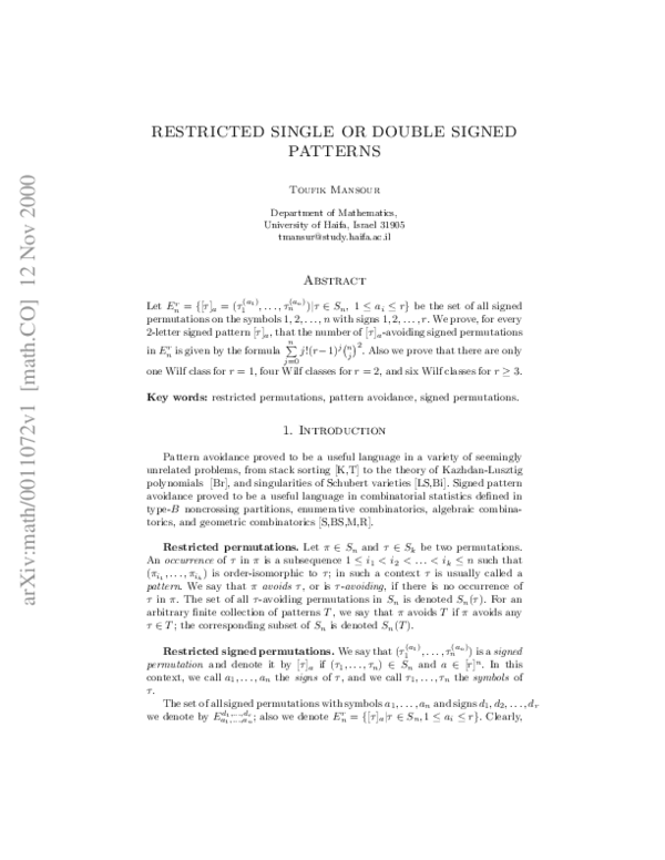 (PDF) Avoiding 2-letter signed patterns