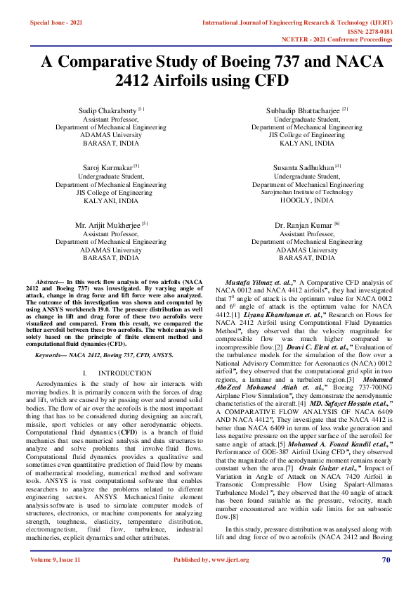 (PDF) A Comparative Study of Boeing 737 and NACA 2412 Airfoils using CFD