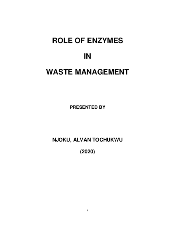 (PDF) ROLE OF ENZYMES IN WASTE MANAGEMENT-