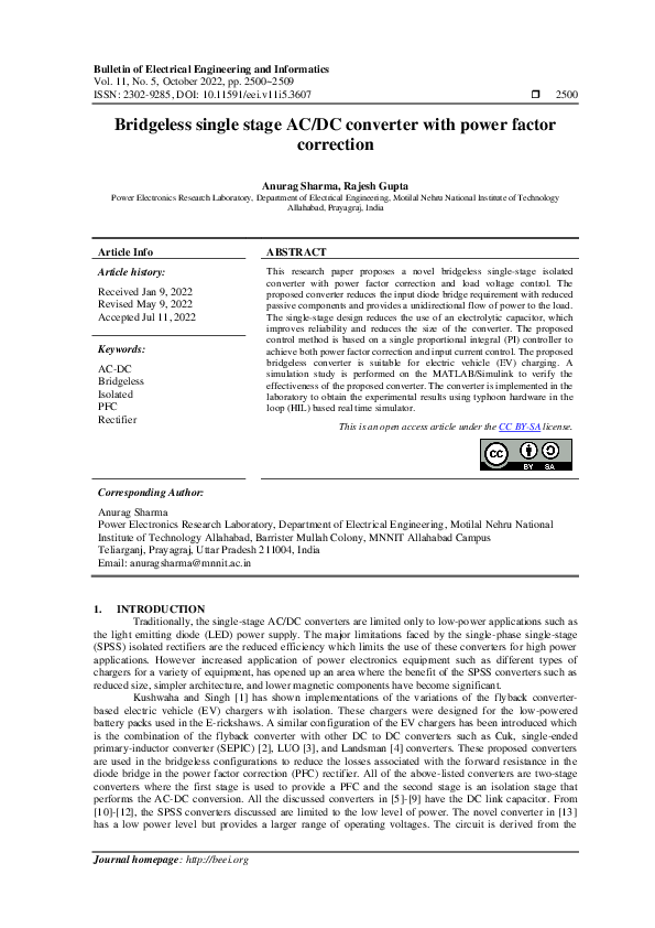 Pdf Bridgeless Single Stage Ac Dc Converter With Power Factor Correction