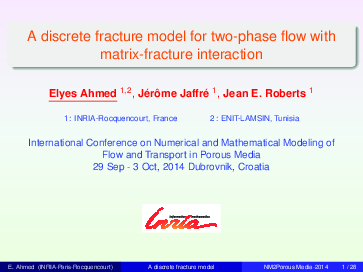 (PDF) A discrete fracture model for two-phase flow with matrix-fracture interaction | Mokhles ...