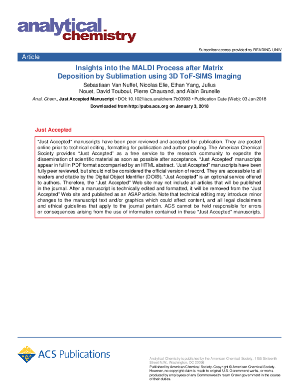 (PDF) Insights into the MALDI Process after Matrix Deposition by ...