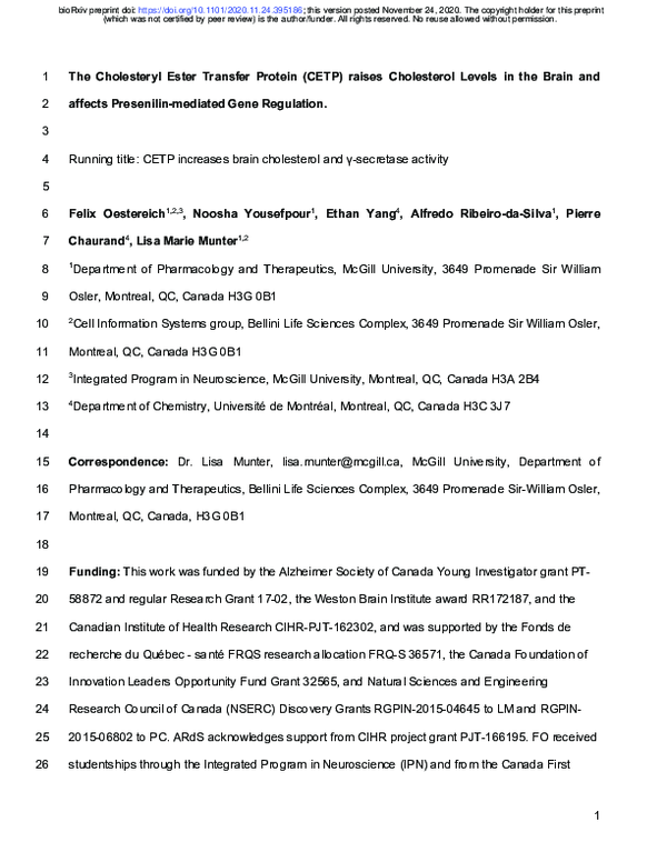 (PDF) The Cholesteryl Ester Transfer Protein (CETP) raises Cholesterol ...