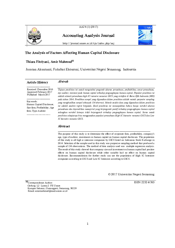 (PDF) The Analysis of Factors Affecting Human Capital Disclosure