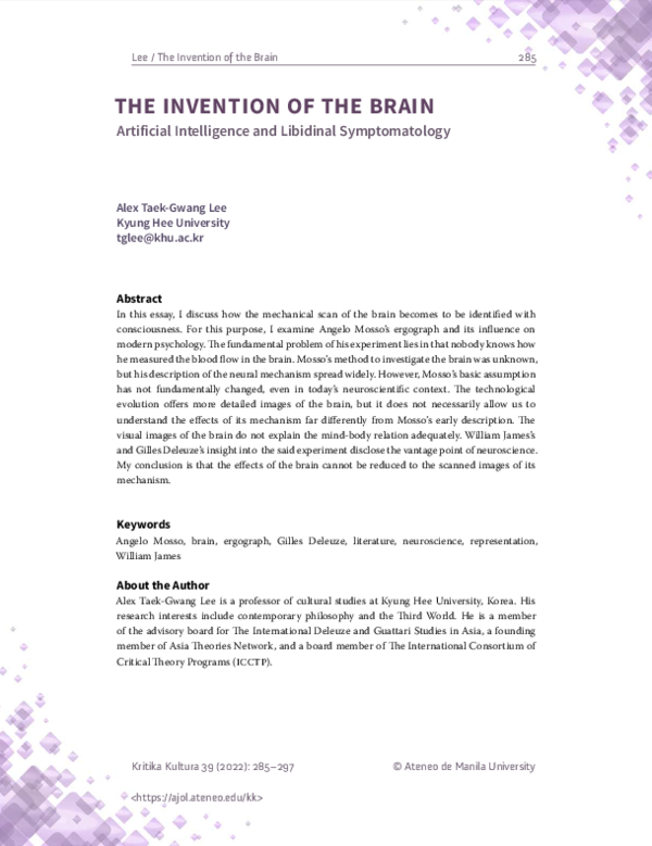 (PDF) The Invention of the Brain: Artificial Intelligence and Libidinal ...