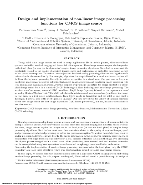 (PDF) Design and implementation of non-linear image processing functions for CMOS image sensor