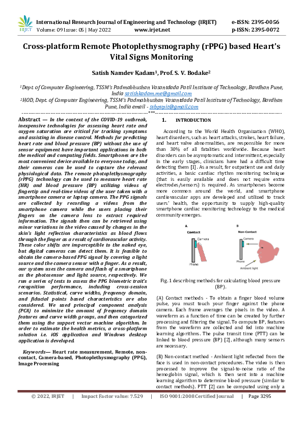 (PDF) Cross-platform Remote Photoplethysmography (rPPG) based Heart's ...