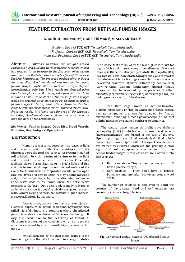 (PDF) FEATURE EXTRACTION FROM RETINAL FUNDUS IMAGES