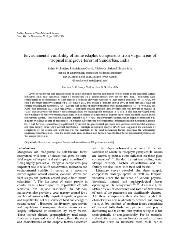 (PDF) Environmental variability of some edaphic components from virgin ...