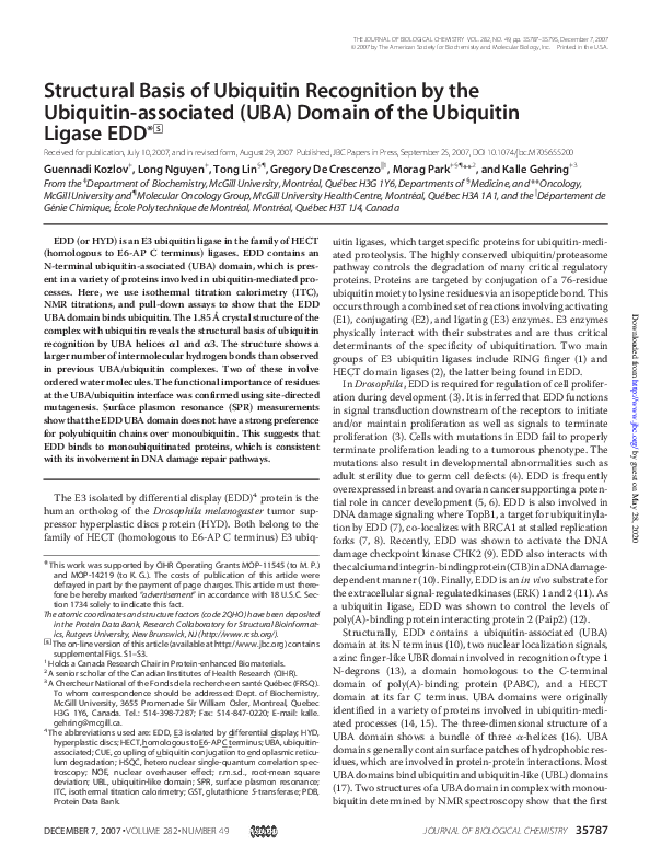 (PDF) Structural Basis of Ubiquitin Recognition by the Ubiquitin ...