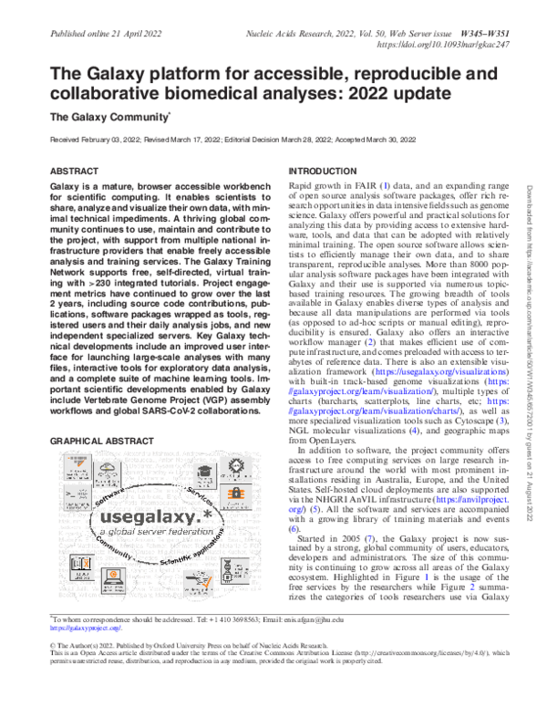 (PDF) The Galaxy platform for accessible, reproducible and ...