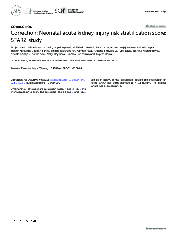 (PDF) Correction: Neonatal acute kidney injury risk stratification ...