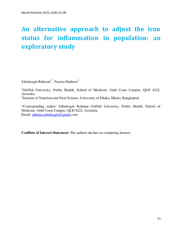 (PDF) An alternative approach to adjust the iron status for ...