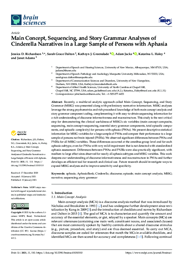 (PDF) Main Concept, Sequencing, and Story Grammar Analyses of ...