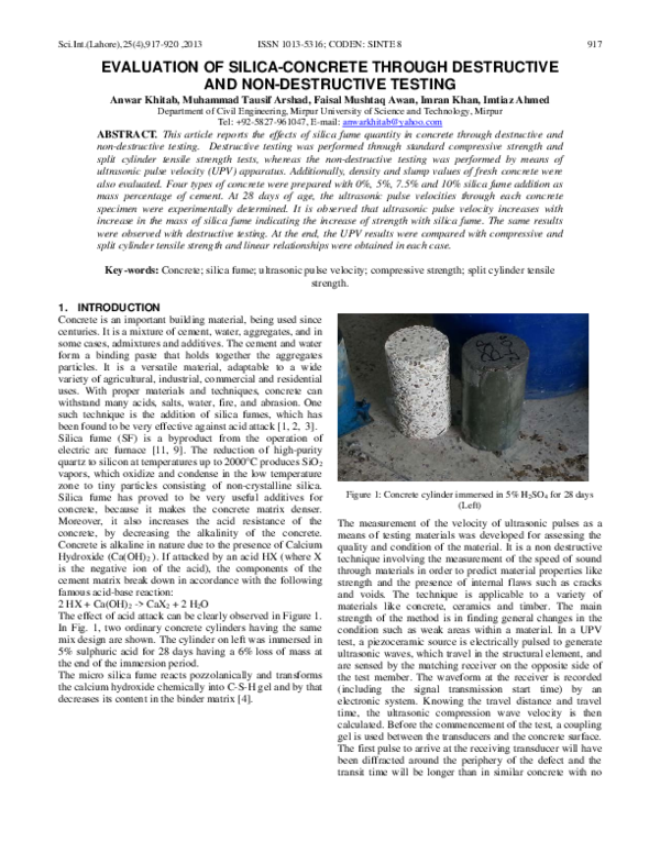 (PDF) Evaluation of Silica-Concrete Through Destructive and Non ...