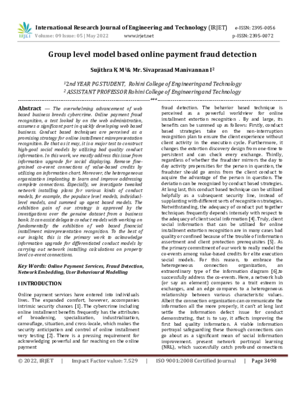 (PDF) Group level model based online payment fraud detection
