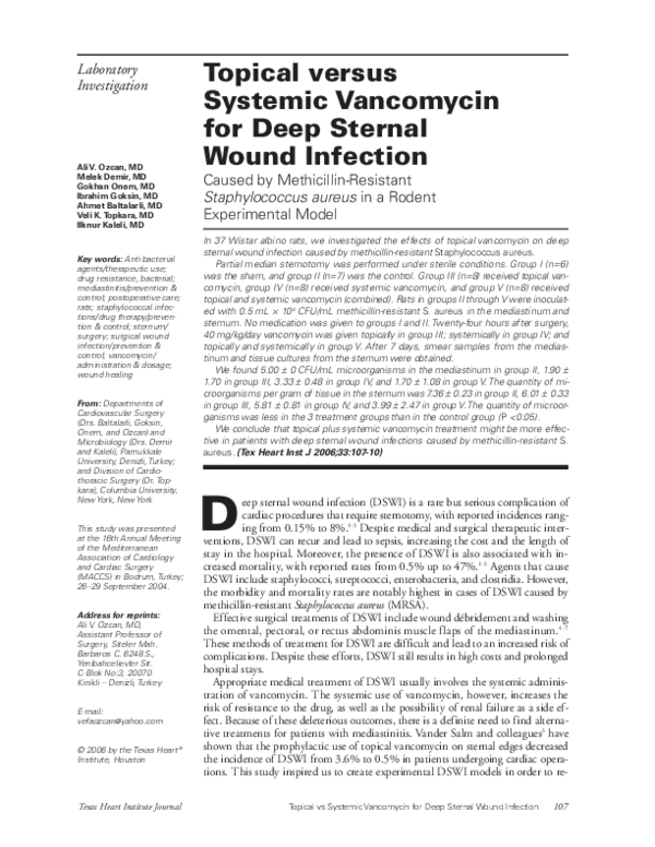 (PDF) Topical versus systemic vancomycin for deep sternal wound ...