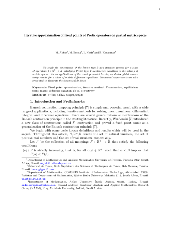 (PDF) Iterative approximation of fixed points of Prešić operators on ...