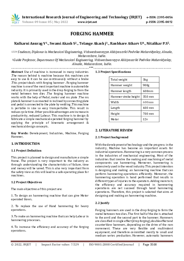 (PDF) FORGING HAMMER