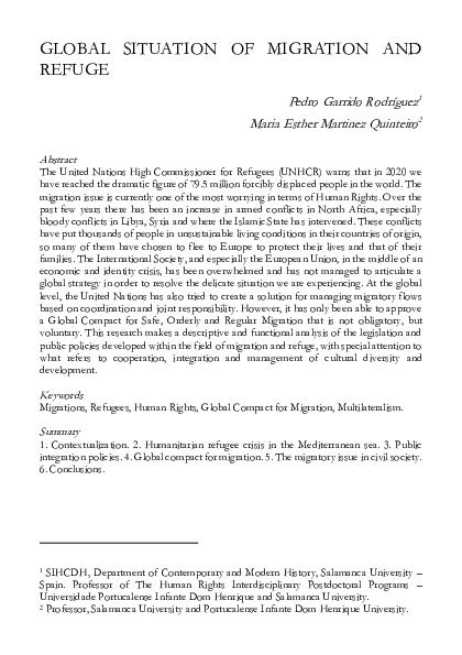 (PDF) Global Situation of Migration and Refuge