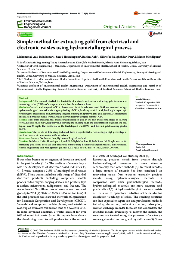 (PDF) Simple method for extracting gold from electrical and electronic ...