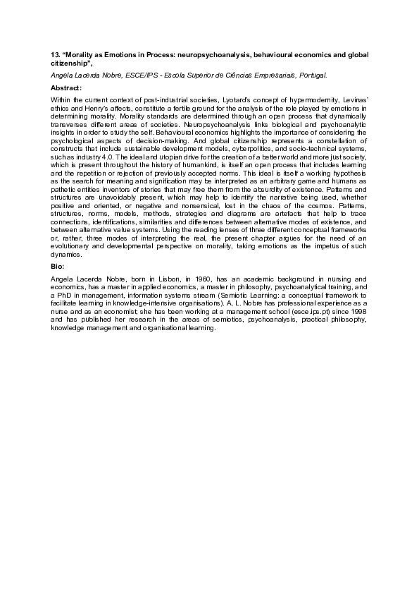 (PDF) Morality as emotions in process