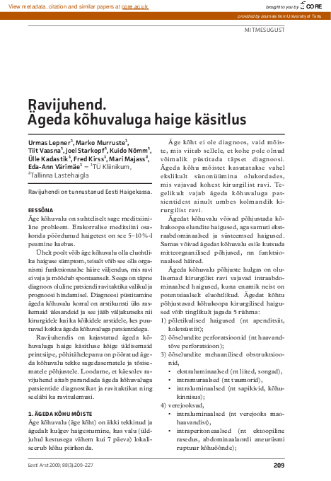 (PDF) Ravijuhend. Ägeda kõhuvaluga haige käsitlus