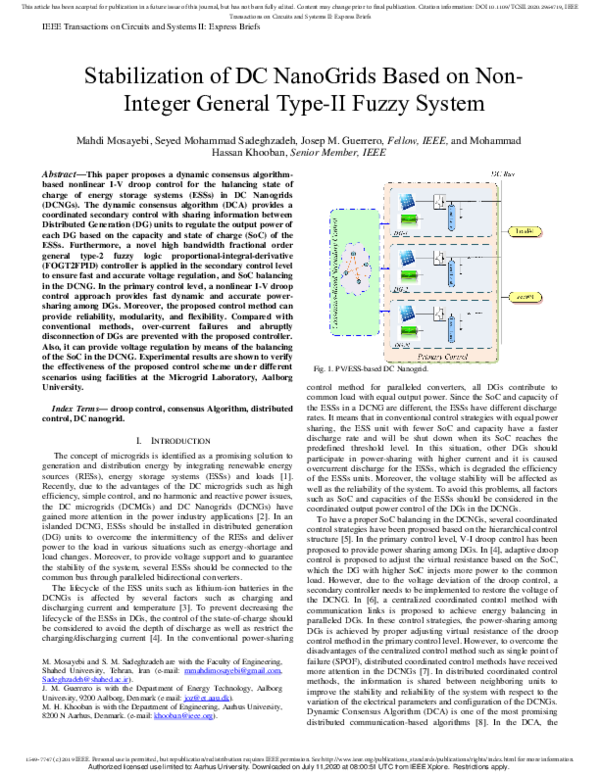 (PDF) Stabilization of DC NanoGrids Based on Non-Integer General Type-II Fuzzy System