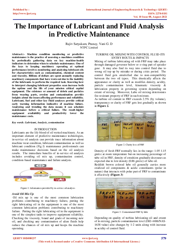 (PDF) The Importance of Lubricant and Fluid Analysis in Predictive ...