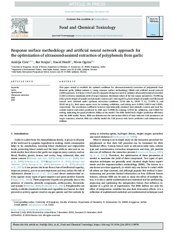 Pdf Response Surface Methodology And Artificial Neural Network For Modelling And Optimization