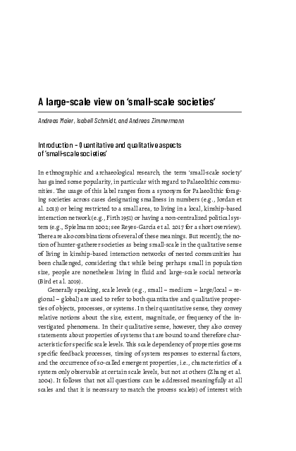 (PDF) A large-scale view on ‘small-scale societies’