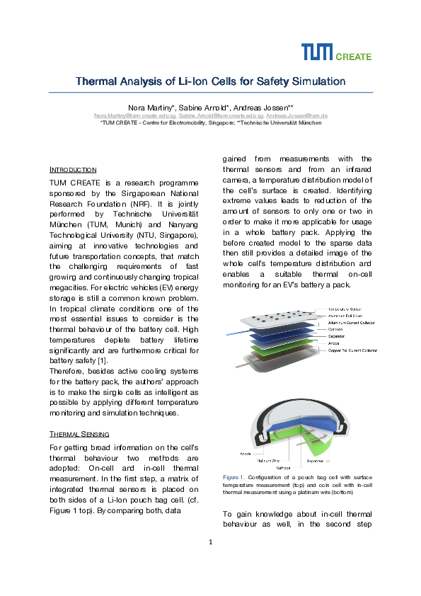 (PDF) Thermal Analysis of Li-Ion Cells for Safety Simulation