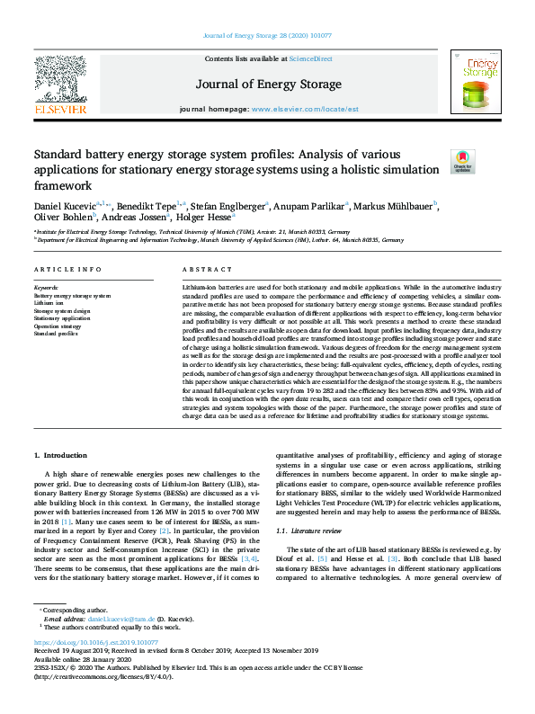 (PDF) Standard battery energy storage system profiles: Analysis of ...