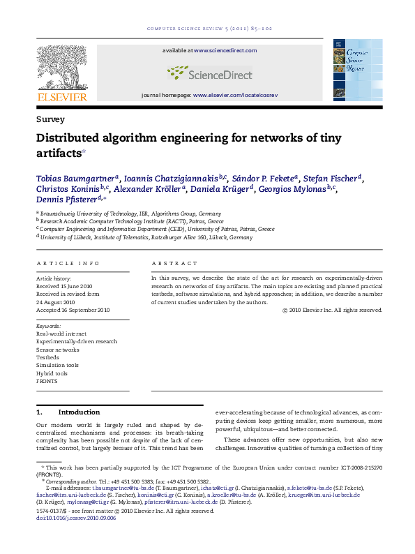 (PDF) Distributed algorithm engineering for networks of tiny artifacts