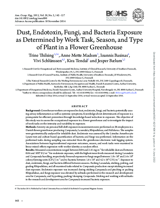 (PDF) Dust, endotoxin, fungi, and bacteria exposure as determined by ...