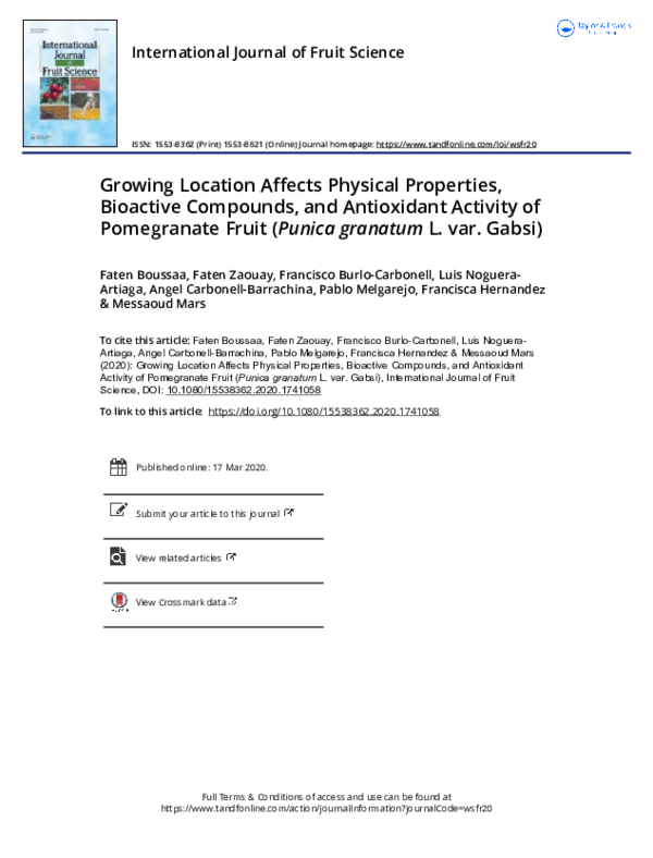 (PDF) Growing Location Affects Physical Properties, Bioactive Compounds, and Antioxidant ...