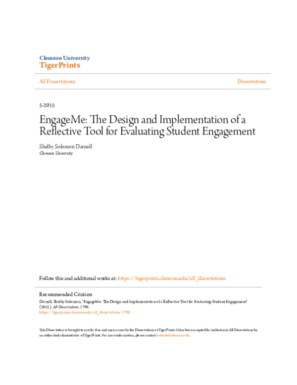 (PDF) EngageMe: The Design and Implementation of a Reflective Tool for Evaluating Student Engagement
