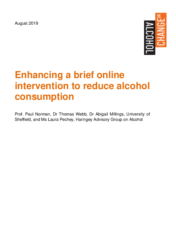 (PDF) Enhancing a brief online intervention to reduce alcohol consumption