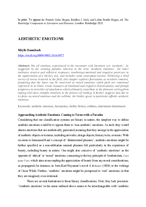 (PDF) Aesthetic Emotions