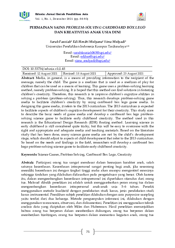 (PDF) Permainan Sains Problem-Solving Cardboard Box Lego dan ...