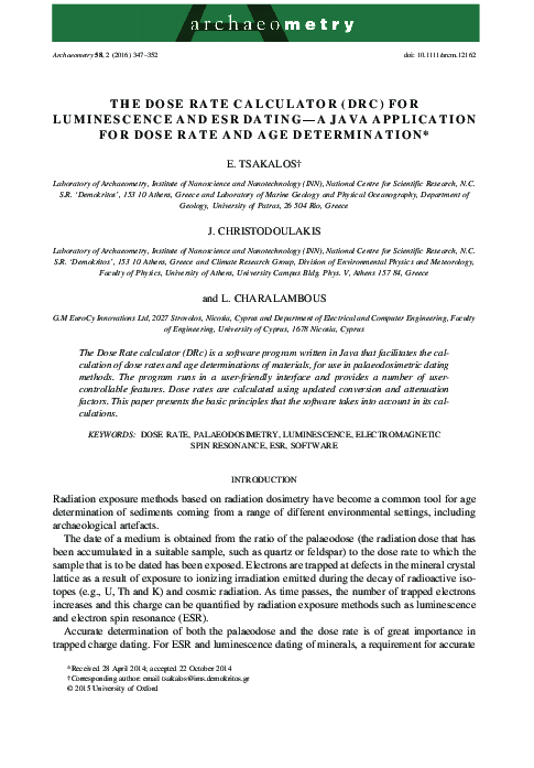 (PDF) The Dose Rate Calculator (DRc) for Luminescence and ESR Dating-a ...