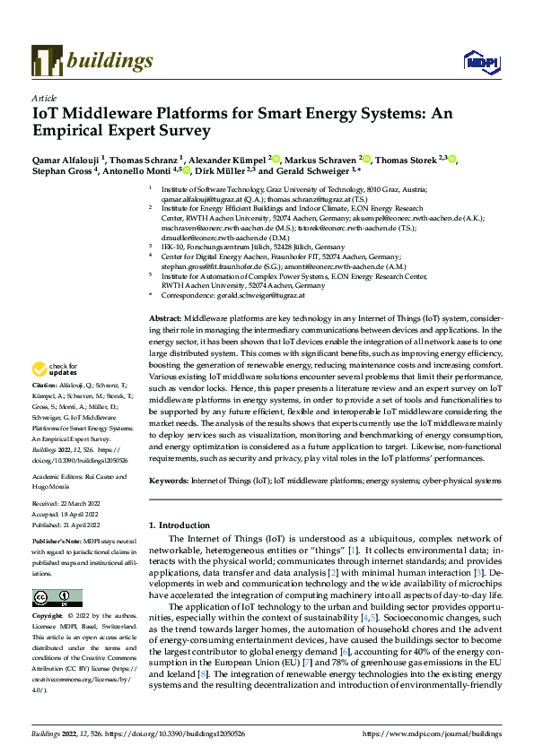 (PDF) IoT Middleware Platforms for Smart Energy Systems: An Empirical ...