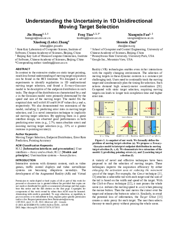 (PDF) Understanding the Uncertainty in 1D Unidirectional Moving Target Selection