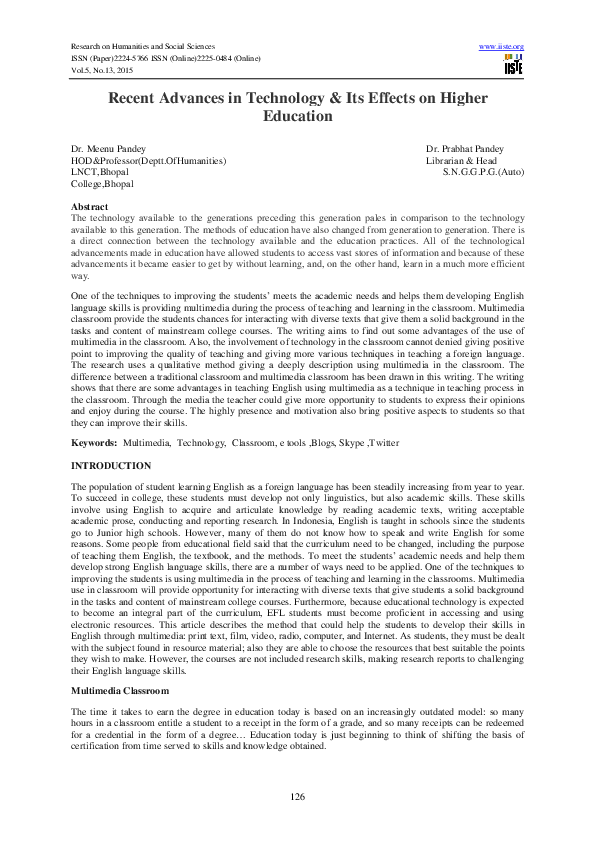 Recent Advances In Technology