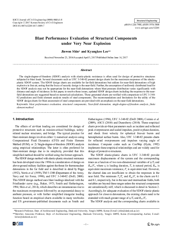 Pdf Blast Performance Evaluation Of Structural Components Under Very Near Explosion